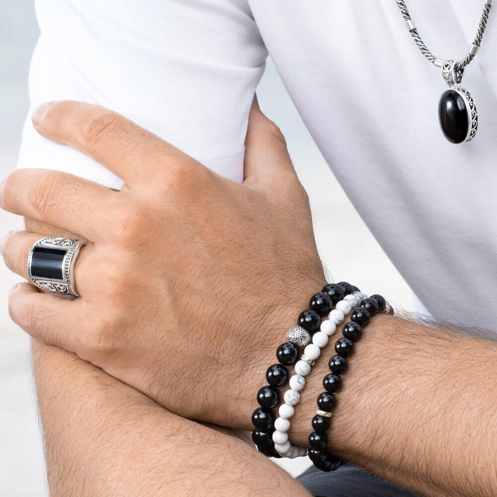 Turquoise or Onyx Pendants made of 925 Sterling Silver - VY Jewelry