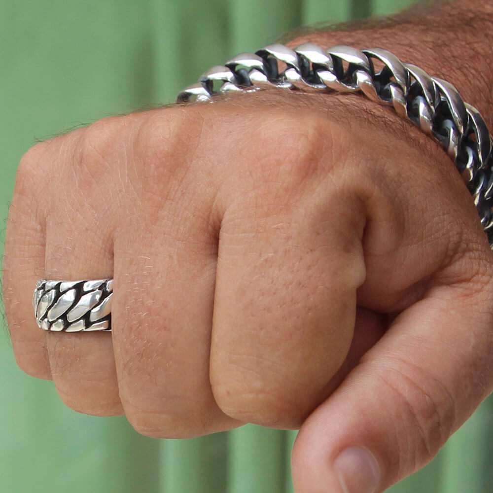 Tire Ring for Men made of Solid 925 Sterling Silver - VY Jewelry