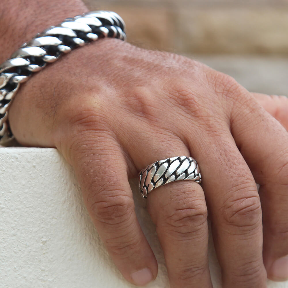 Tire Ring for Men made of Solid 925 Sterling Silver - VY Jewelry