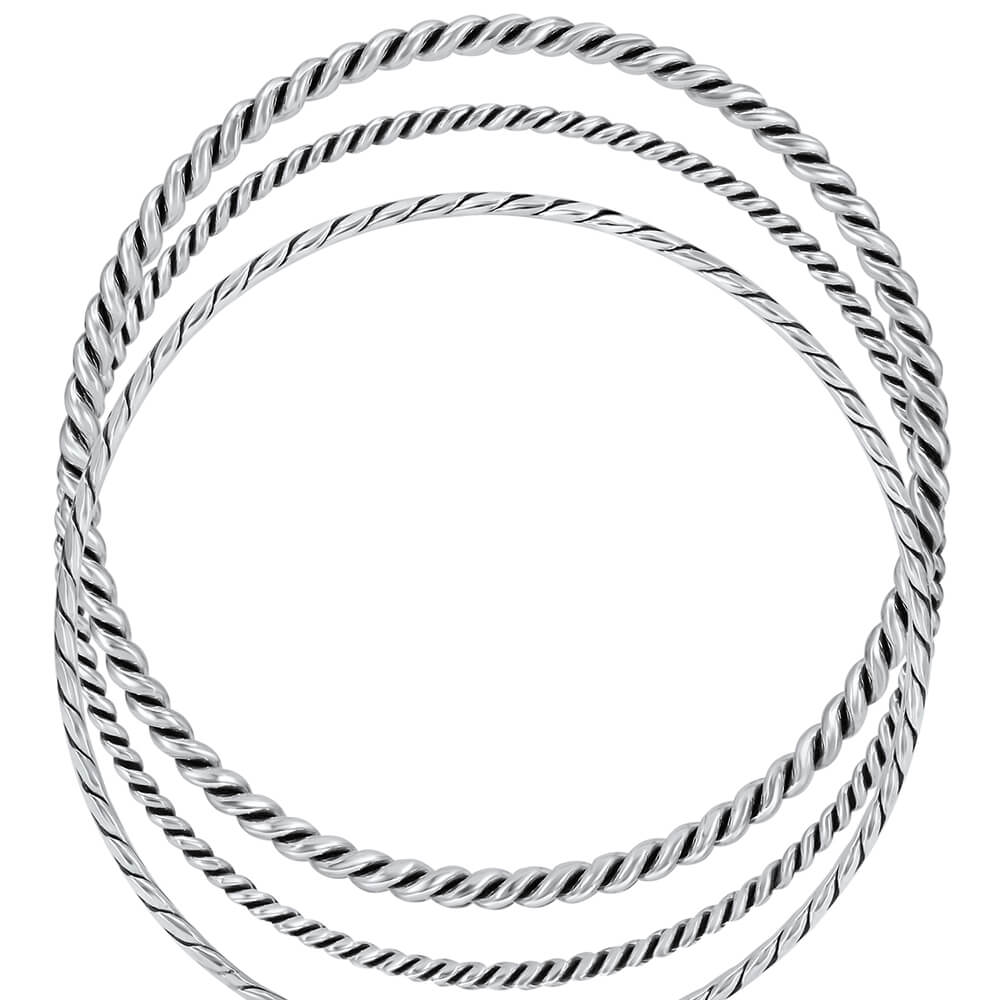 Women Silver Bangles- Solid 925 Sterling Silver - VY Jewelry