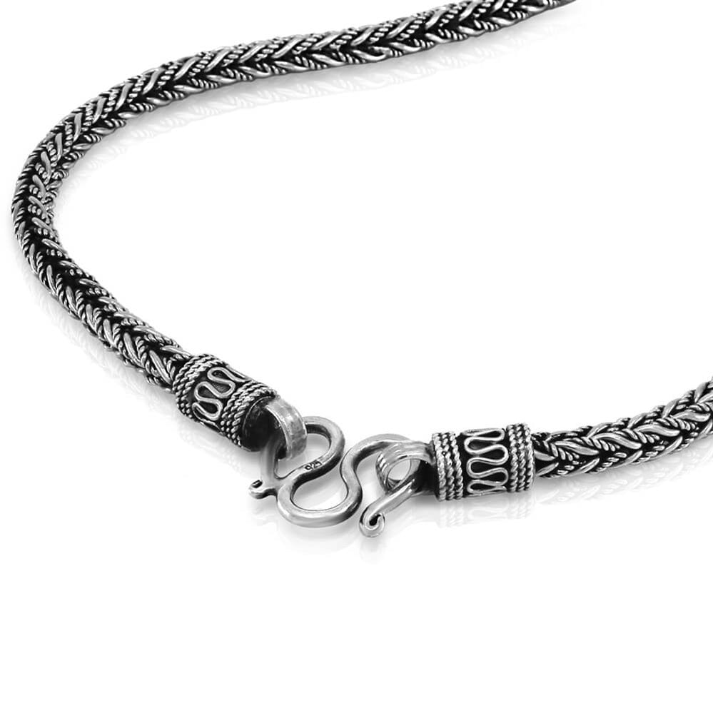 Braided 925 Silver Chain for Men & Women, Necklace Length 18 to 30 In ...