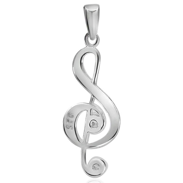 Music Note Pendant Black or White Sol Key made of 925 Silver - VY Jewelry