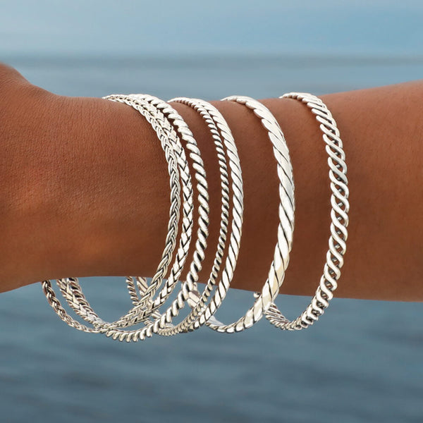 Women Silver Bangles- Solid 925 Sterling Silver - VY Jewelry