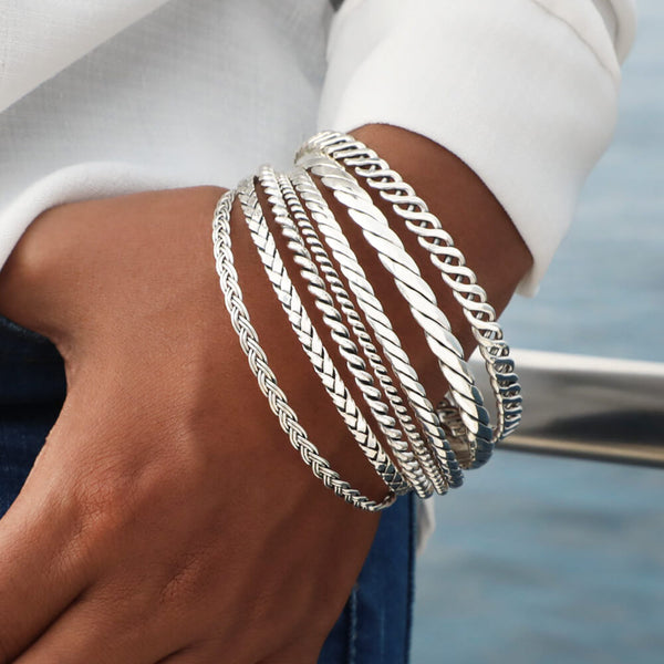 Women Silver Bangles- Solid 925 Sterling Silver - VY Jewelry