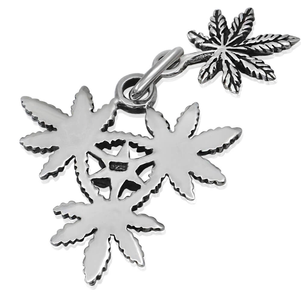 Weed Pendant - Cannabis Leaves made of 925 Sterling Silver - VY Jewelry