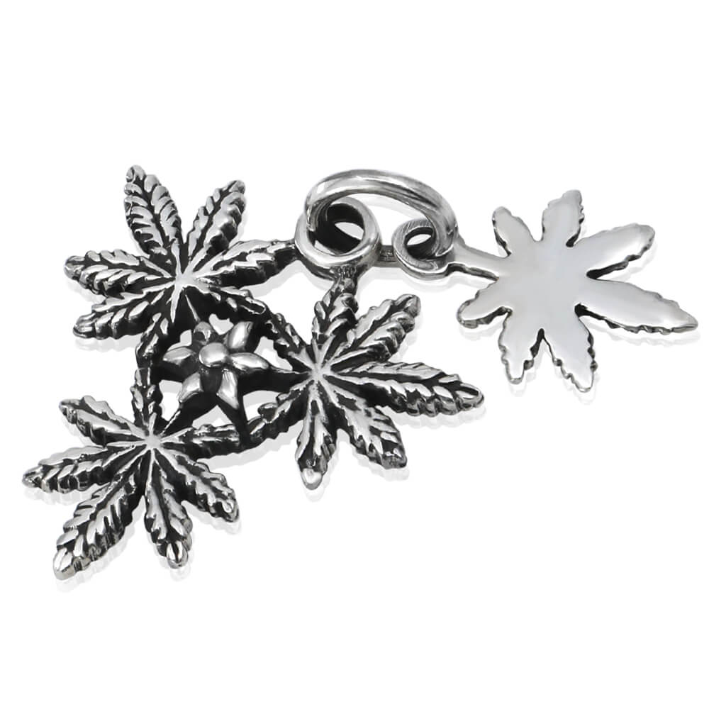 Weed Pendant - Cannabis Leaves made of 925 Sterling Silver - VY Jewelry
