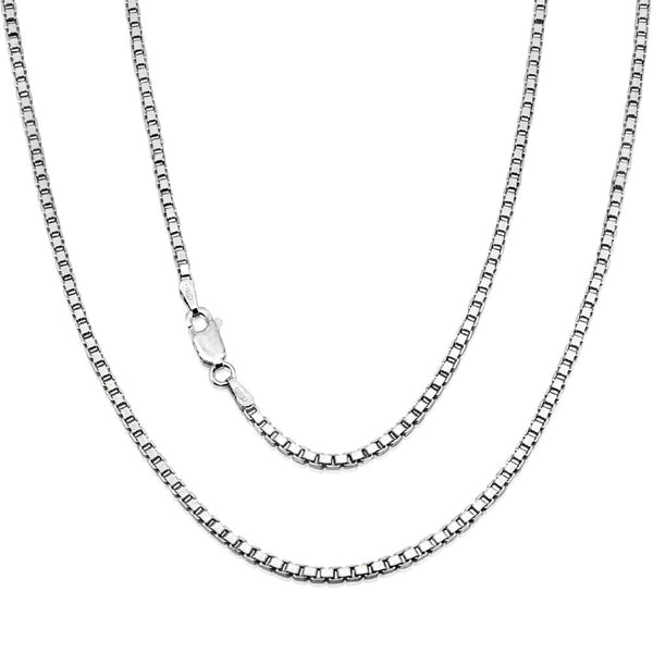 Italian 925 Silver 2mm Box Chain Necklace for Men & Women - VY Jewelry