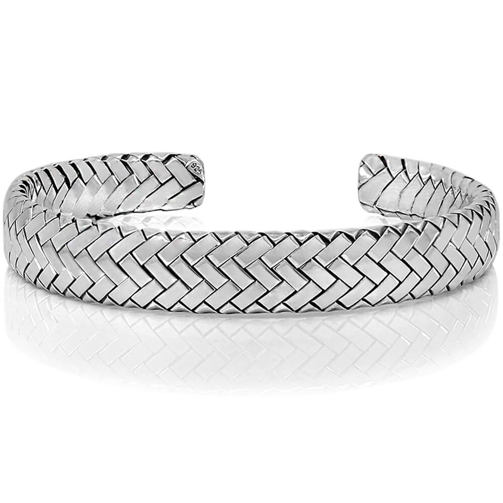 Braided Silver Bracelet - Cuff Style - 925 Sterling - VY Jewelry