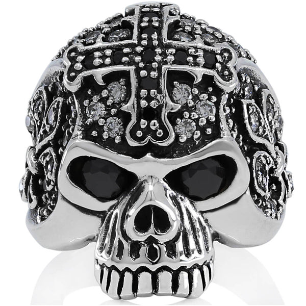 Skull Ring for Men - 925 Sterling Silver & CZ -Size 8 to 15 - VY Jewelry
