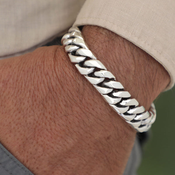 Solid 925 Sterling Silver Thick Men Bracelet 12 /20 MM - VY Jewelry