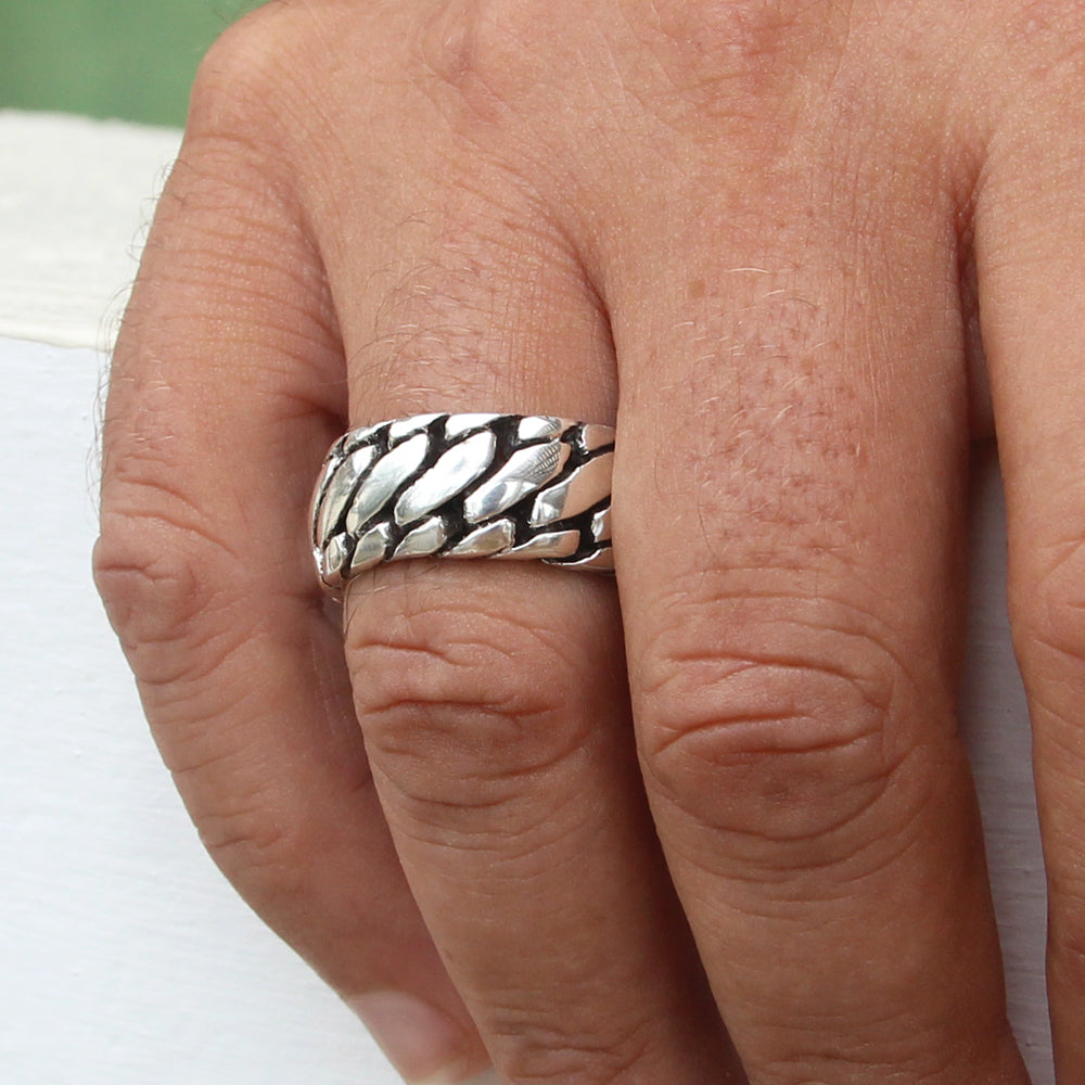 Tire Ring for Men made of Solid 925 Sterling Silver - VY Jewelry