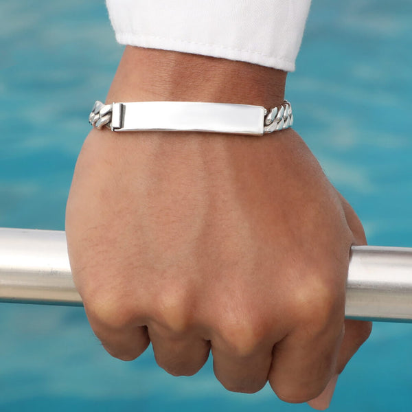 925 Silver Engravable Unisex Bracelet, Size 7 - 10.5 - VY Jewelry