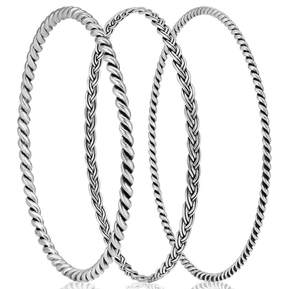 Women Silver Bangles- Solid 925 Sterling Silver - VY Jewelry