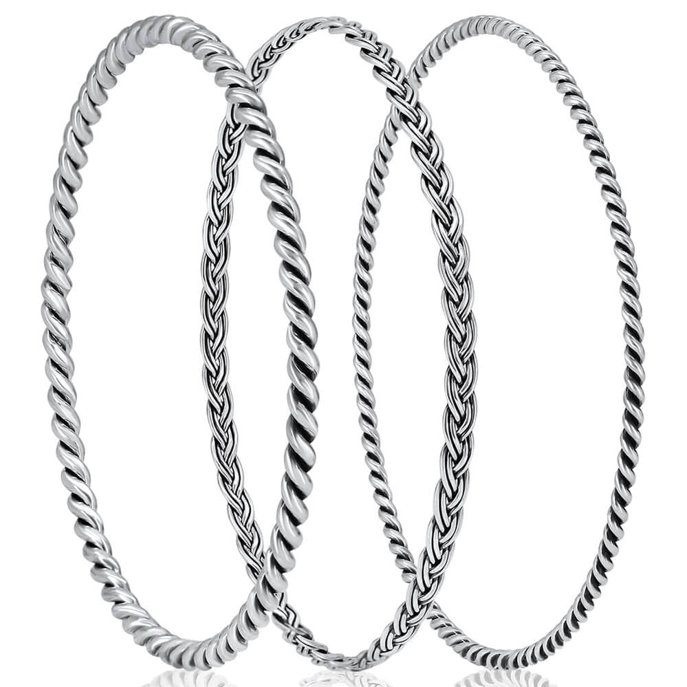 Women Silver Bangles- Solid 925 Sterling Silver - VY Jewelry