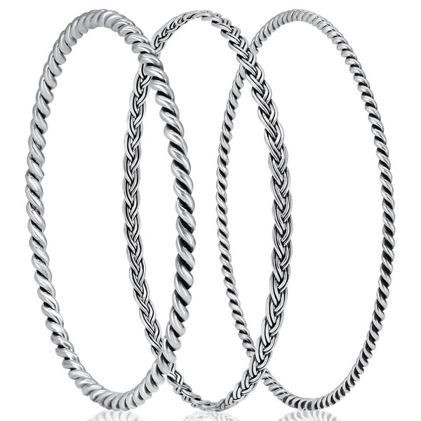 Women Silver Bangles- Solid 925 Sterling Silver - VY Jewelry