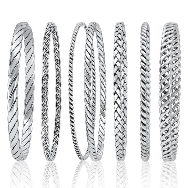 Women Silver Bangles- Solid 925 Sterling Silver - VY Jewelry