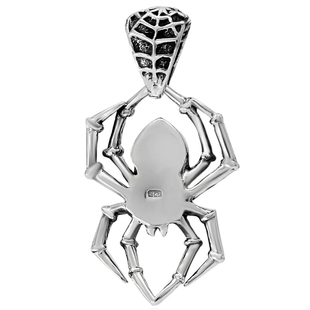 Spider Pendant with Skull made of Solid 925 Sterling Silver - VY Jewelry