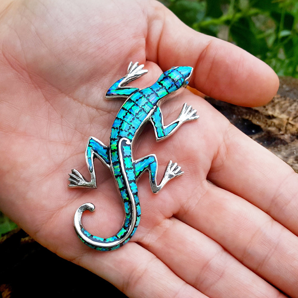 Lizard Jewelry - 925 Silver Pendants Blue or Colorful Gecko - VY Jewelry