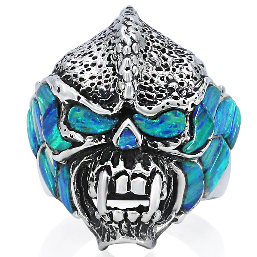 Monster Ring made of 925 Sterling Silver with Blue Opals - VY Jewelry