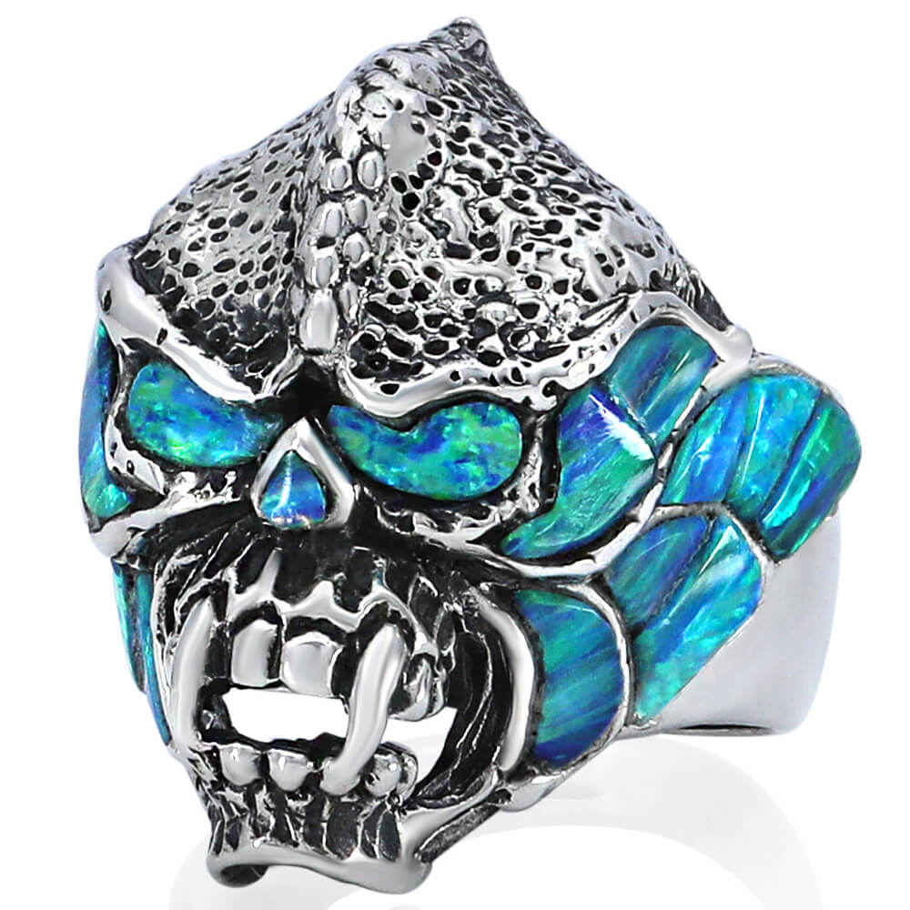 Monster Ring made of 925 Sterling Silver with Blue Opals - VY Jewelry