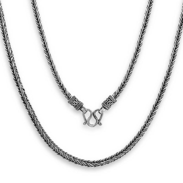 Braided 925 Silver Chain for Men & Women, Necklace Length 18 to 30 In ...