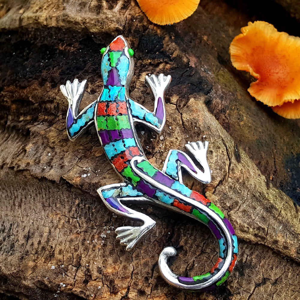 Lizard Jewelry - 925 Silver Pendants Blue or Colorful Gecko - VY Jewelry