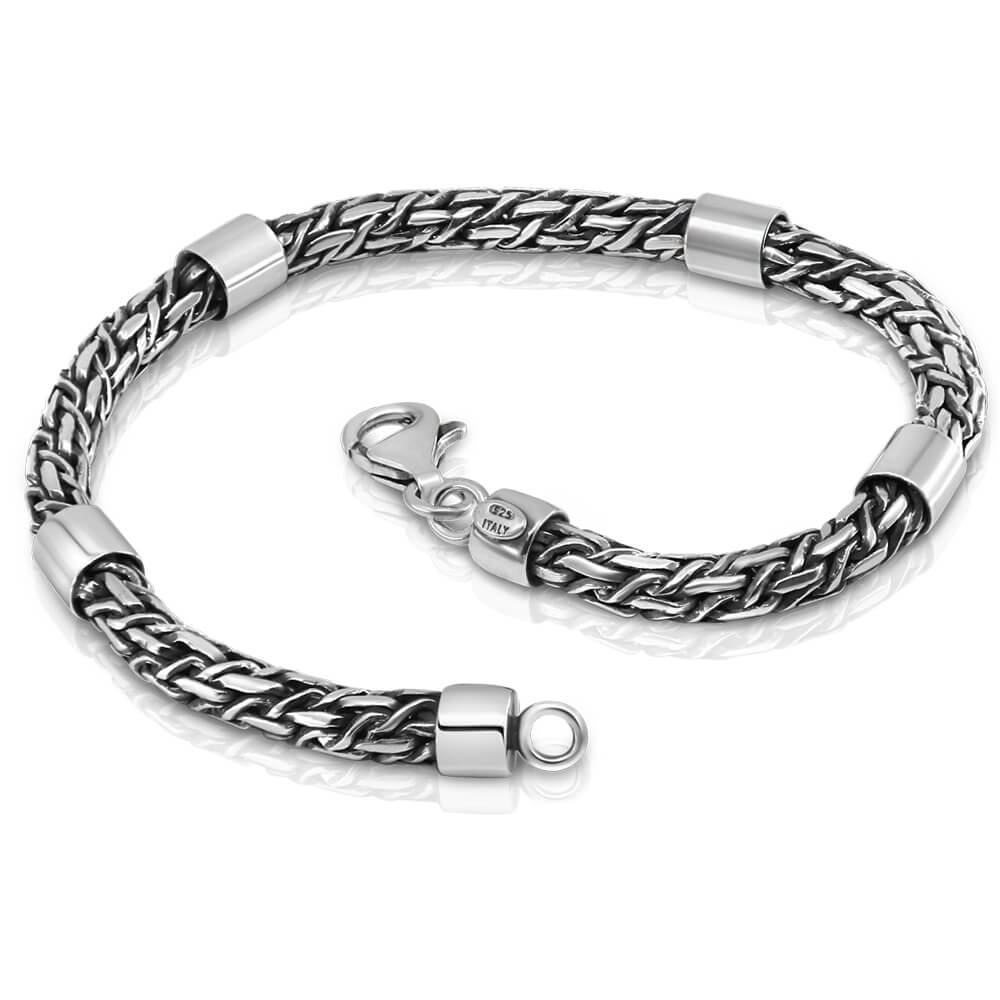Italian Silver Bracelet for Men - 925 Italy Size 7 to 10 in - VY Jewelry