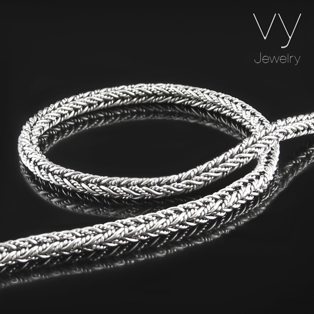 Braided 925 Silver Chain for Men & Women, Necklace Length 18 to 30 In ...